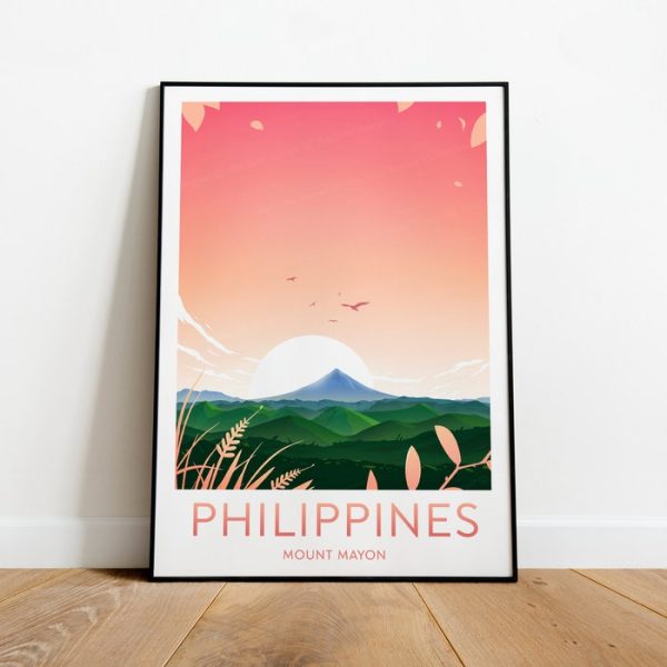 Philippines Travel Canvas Poster Print – Mount Mayon Philippines Print ...