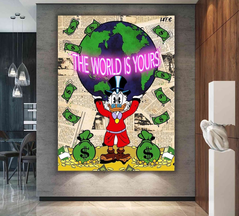 Scrooge Mcduck X Scarface Neon Canvas Montana Neon Art Alec Monopoly ...