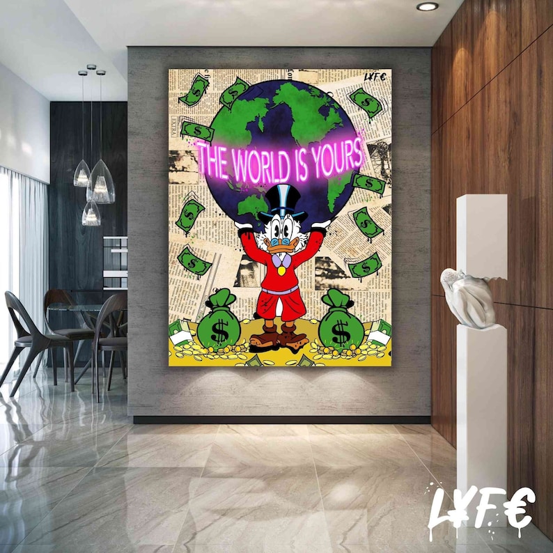 Scrooge Mcduck X Scarface Neon Canvas Montana Neon Art Alec Monopoly ...